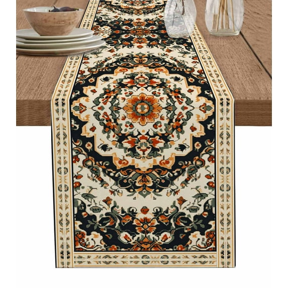 Bohemian Floral Burlap Cotton Table Runner 18x72 Inches Long, Vintage ...