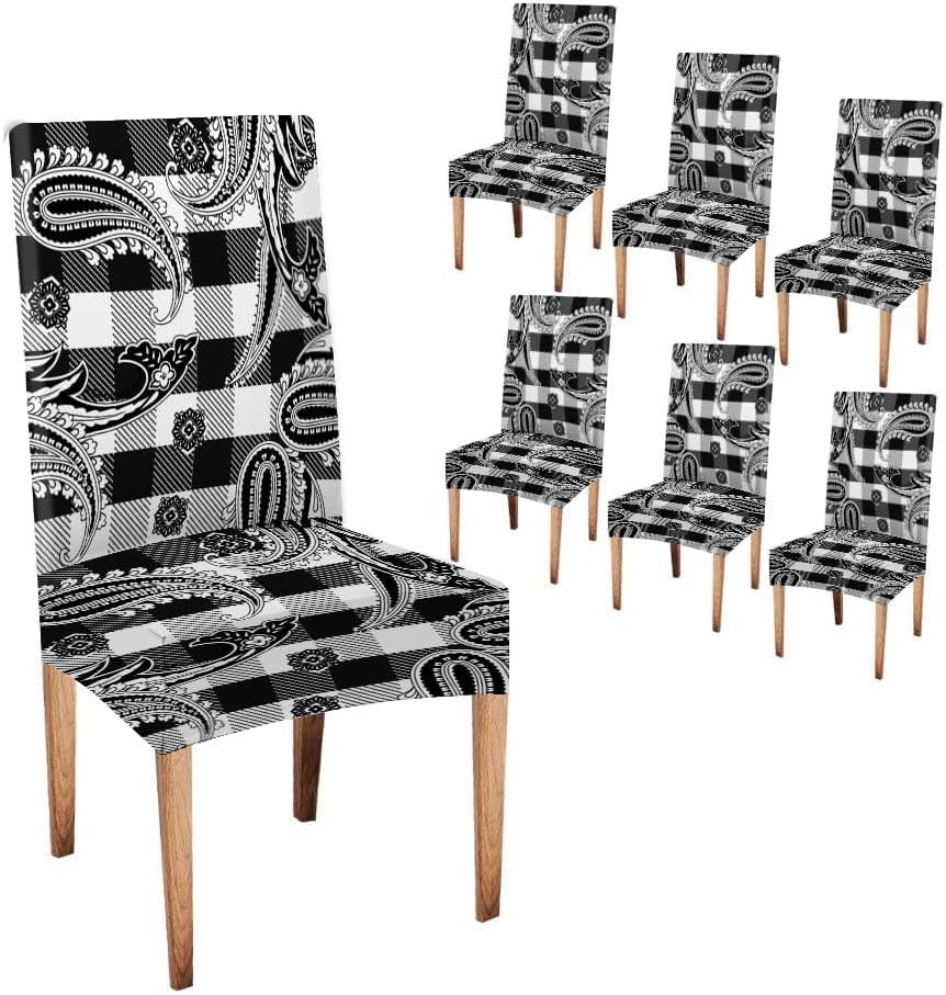 Bohemian Floral Dining Room Chairs Covers Set of 6 Watercolor Dark Blue ...