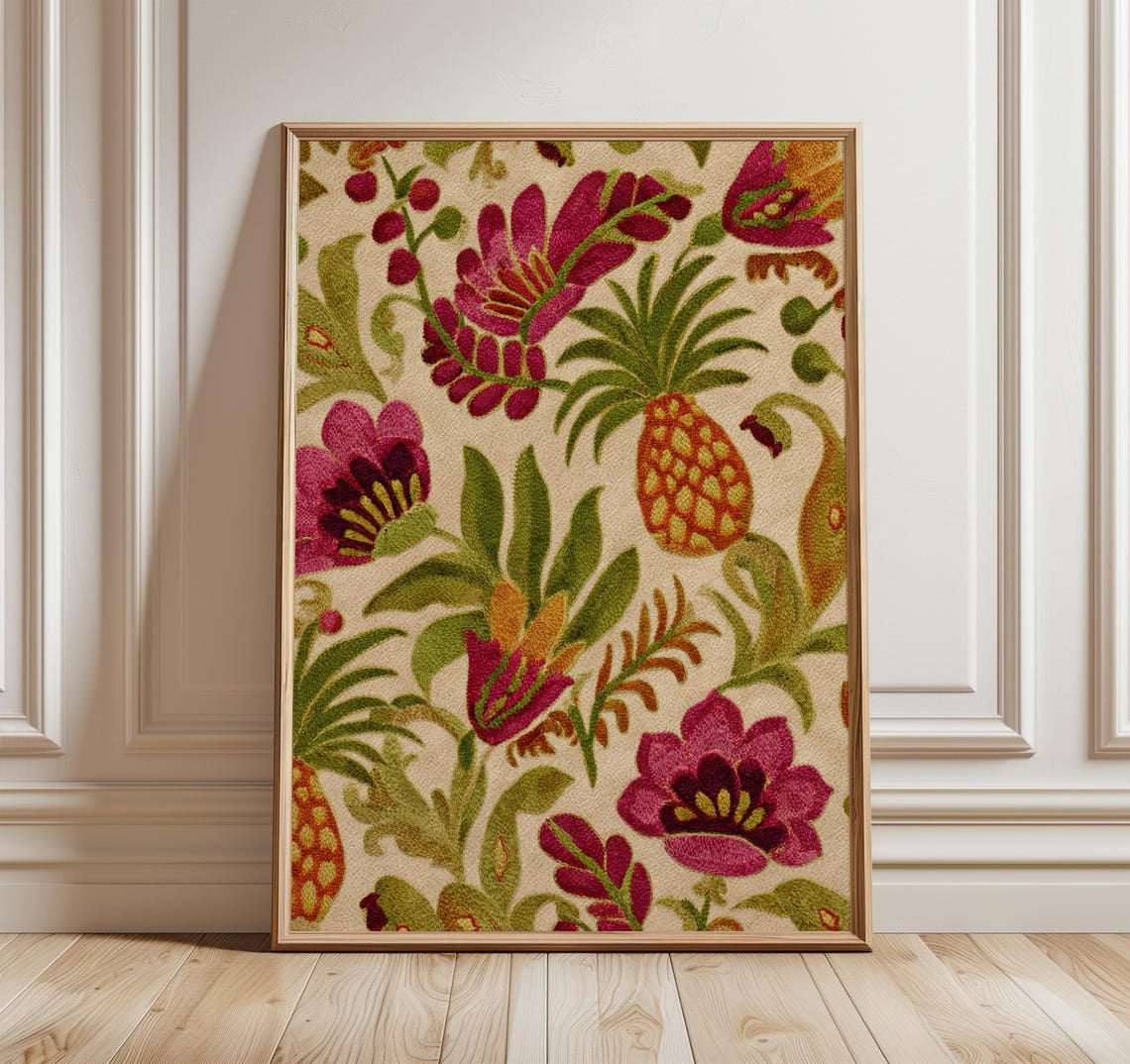 Bohemian Floral Embroidery Vintage Folk Art Textile Needlework V3 ...