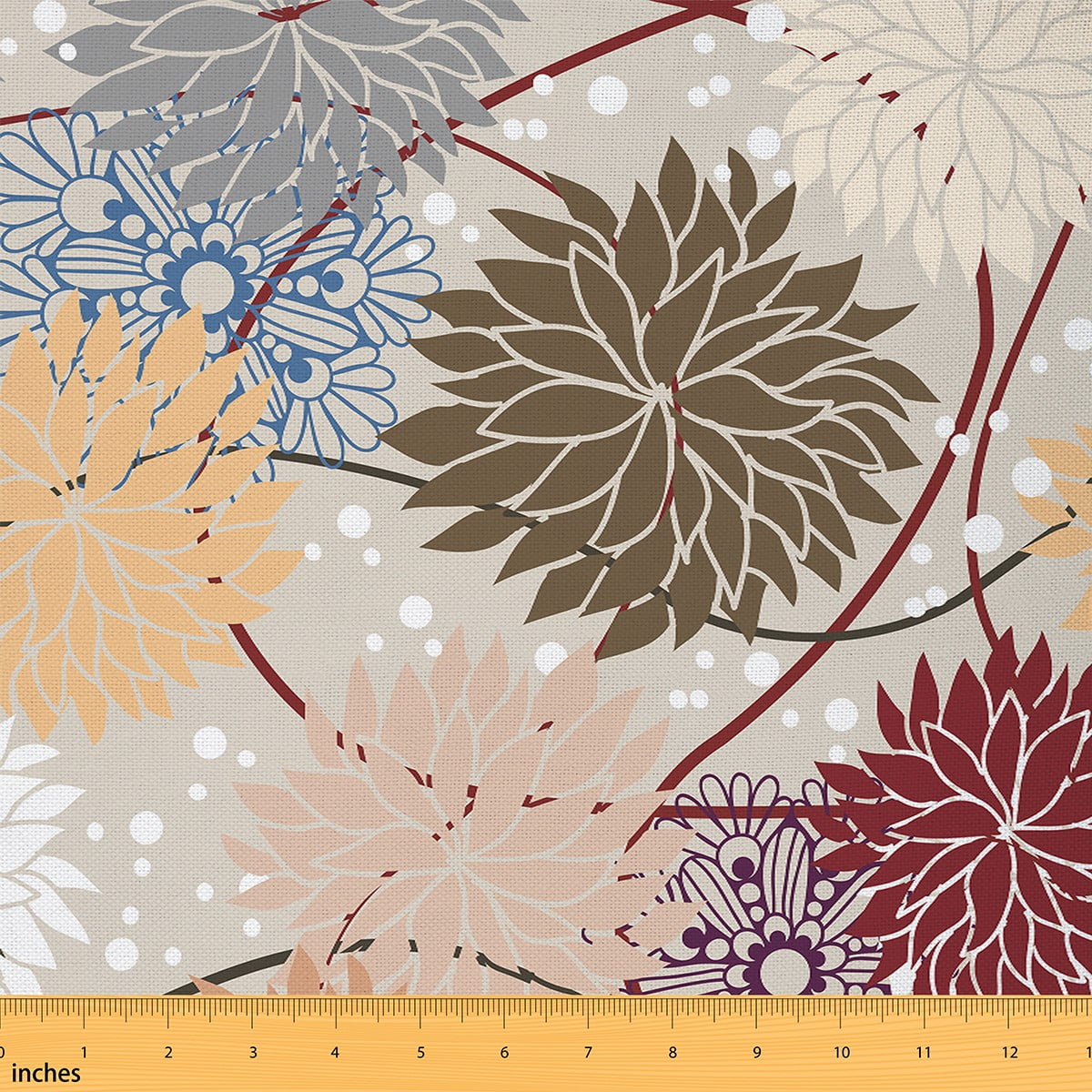 Bohemian Floral Fabric by The Yard Retro Groovy Flower Upholstery ...