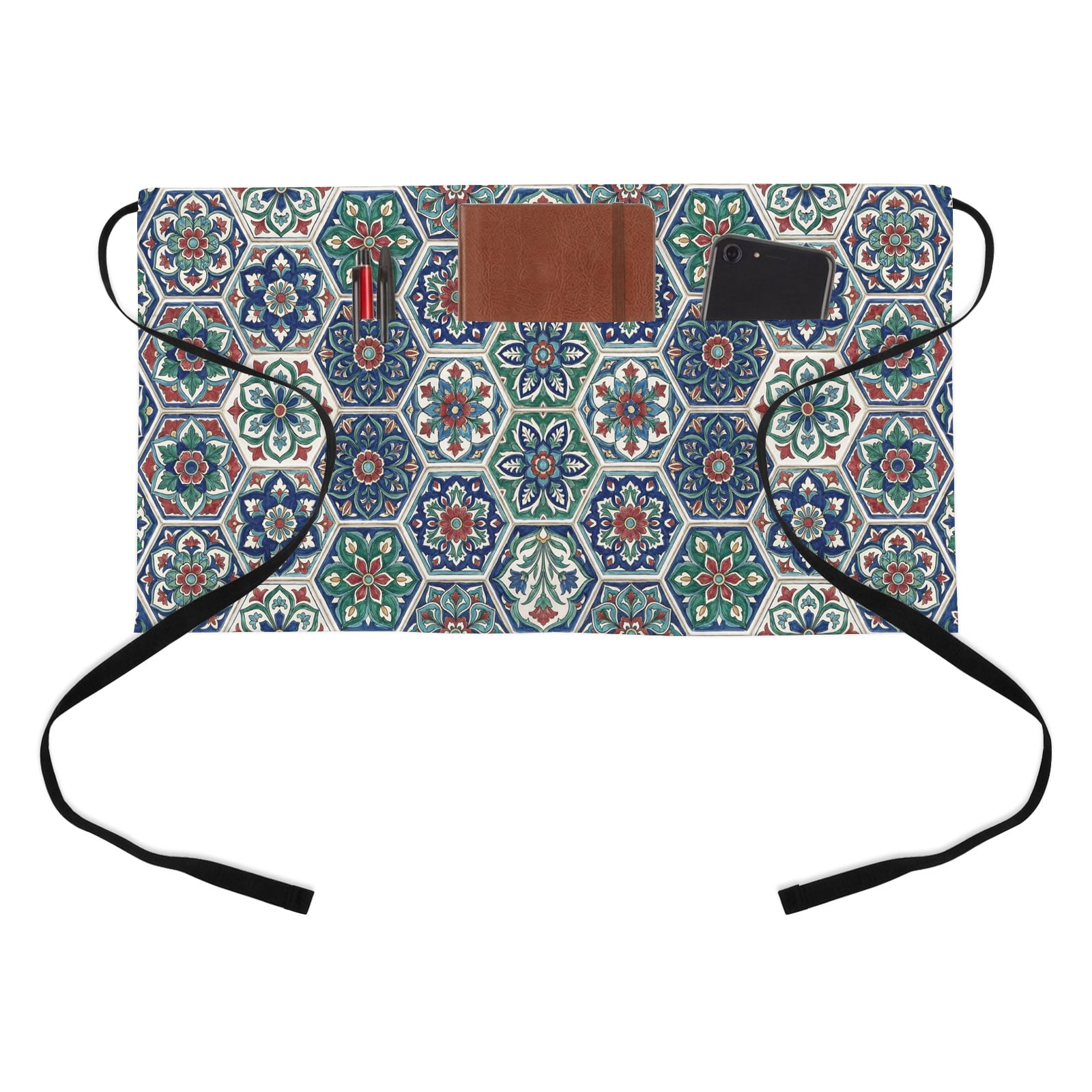 Bohemian Floral Half Waist Apron Boho Tribal Ethnic Abstract Flower ...