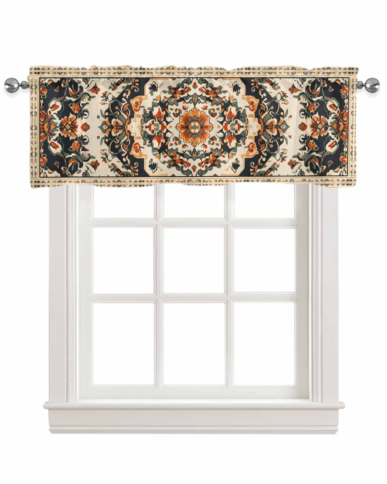 Bohemian Floral Kitchen Valances for Windows Farmhouse Linen Window ...