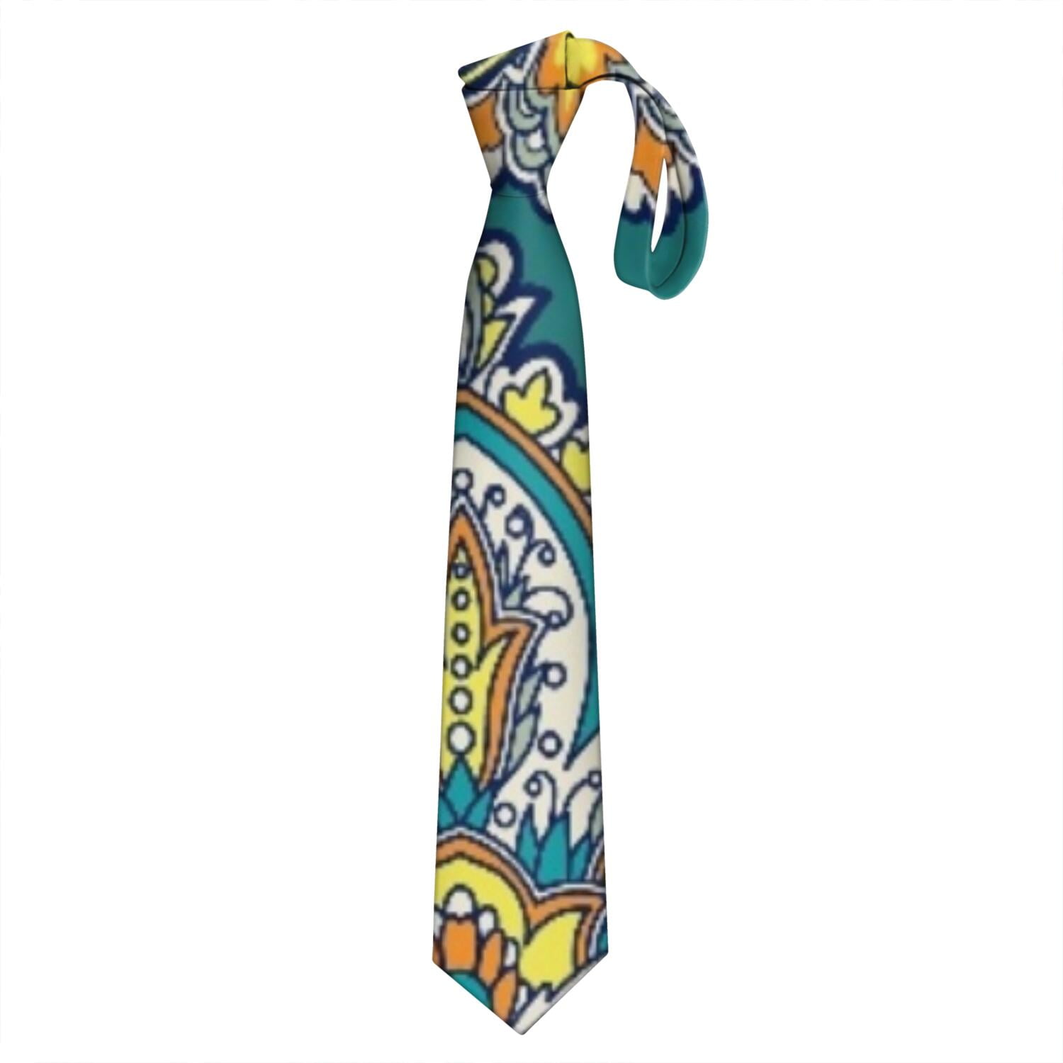 Bohemian Floral Pattern Men's Tie - Retro Ethnic Satin Wedding Tie for ...