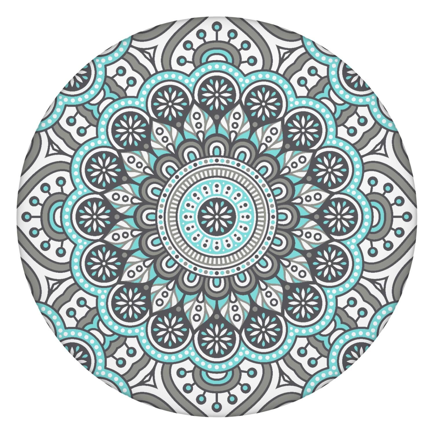 Bohemian Floral Print Round Tablecloth with Elastic Hem - Vibrant ...