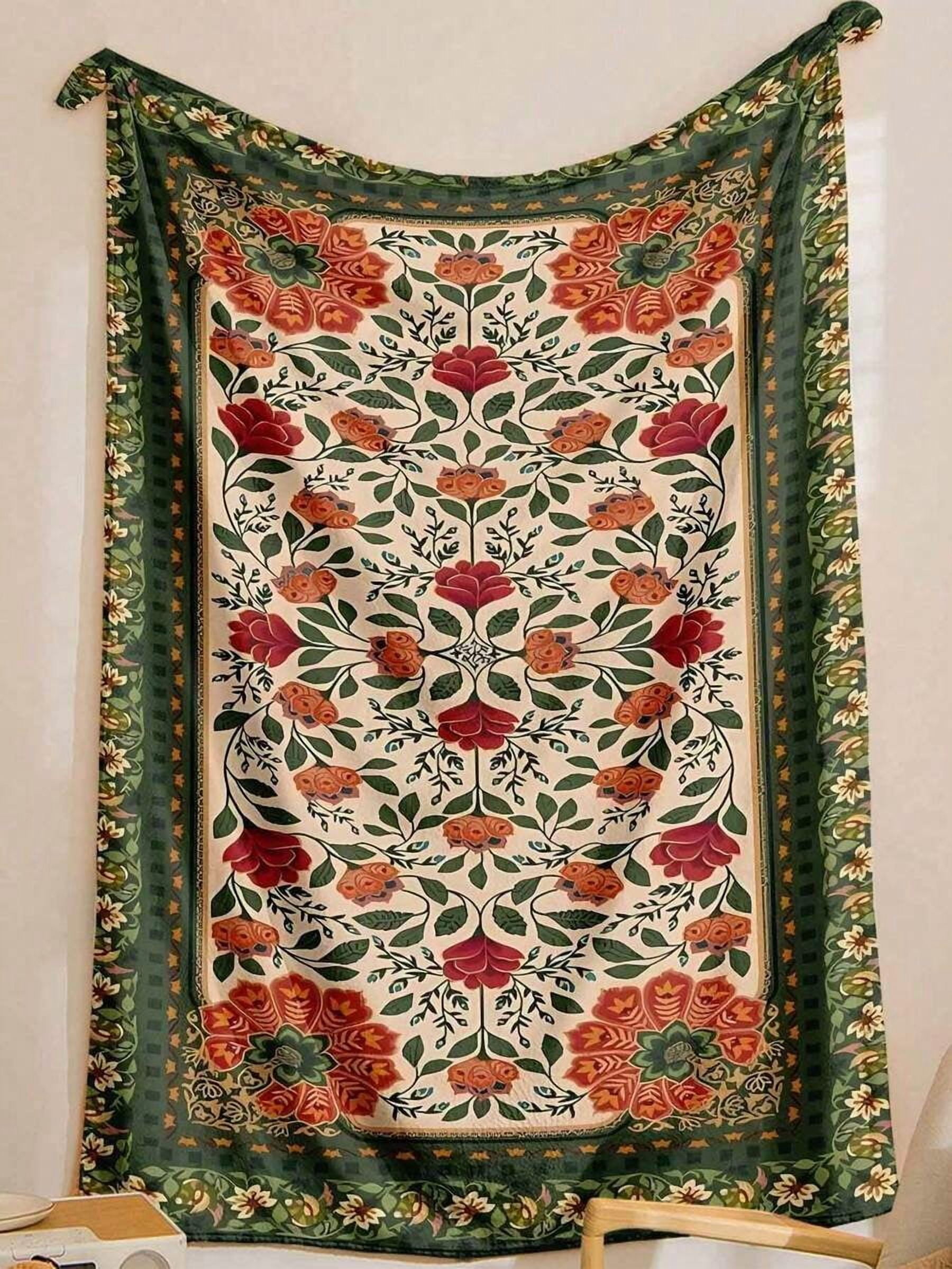 Bohemian Floral Print Throw Blanket Lightweight Tapestry Sofa Bed Decor ...