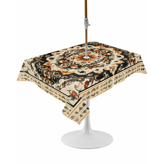 Bohemian Floral Rectangle Outdoor Tablecloth, Waterproof Table Cloth ...