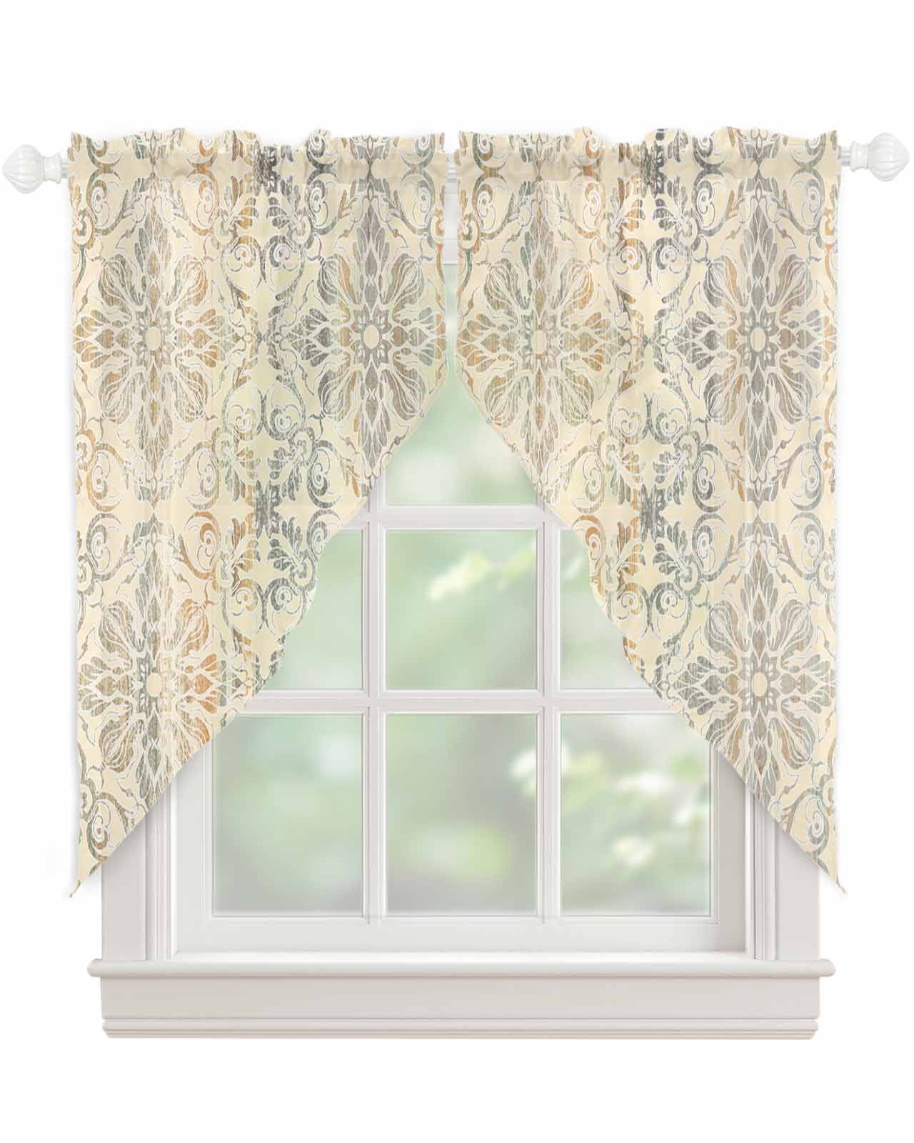 Bohemian Floral Swag Valances for Windows, Vintage Gradient European ...