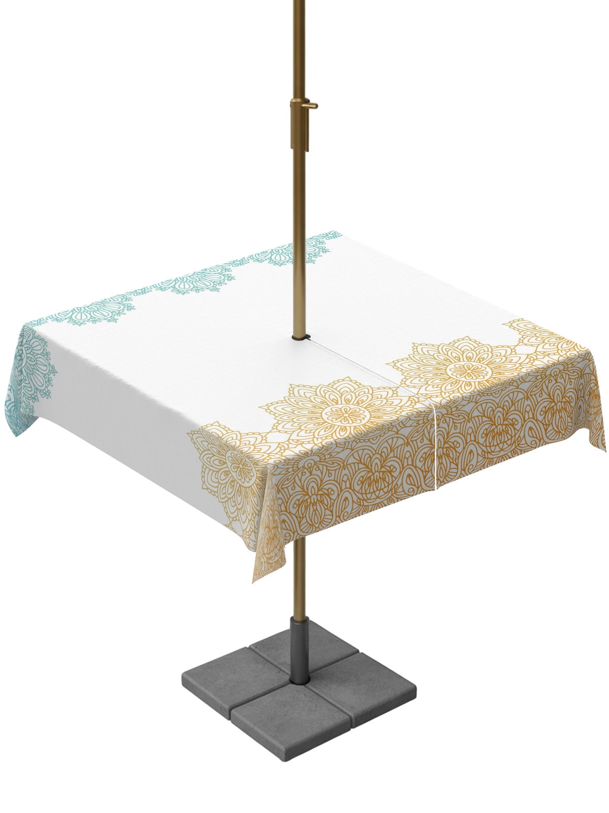 Bohemian Floral Texture Square Outdoor Tablecloth with Umbrella Hole ...