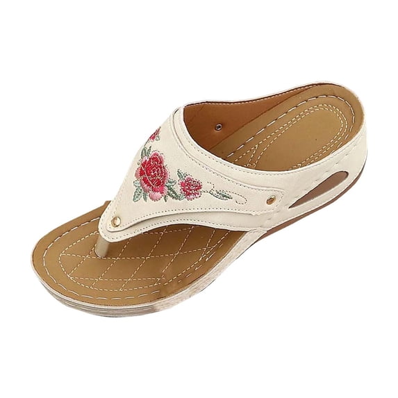 Bohemian Floral Thong Sandal for Women, Beach Sand Walking Flip-Flops ...