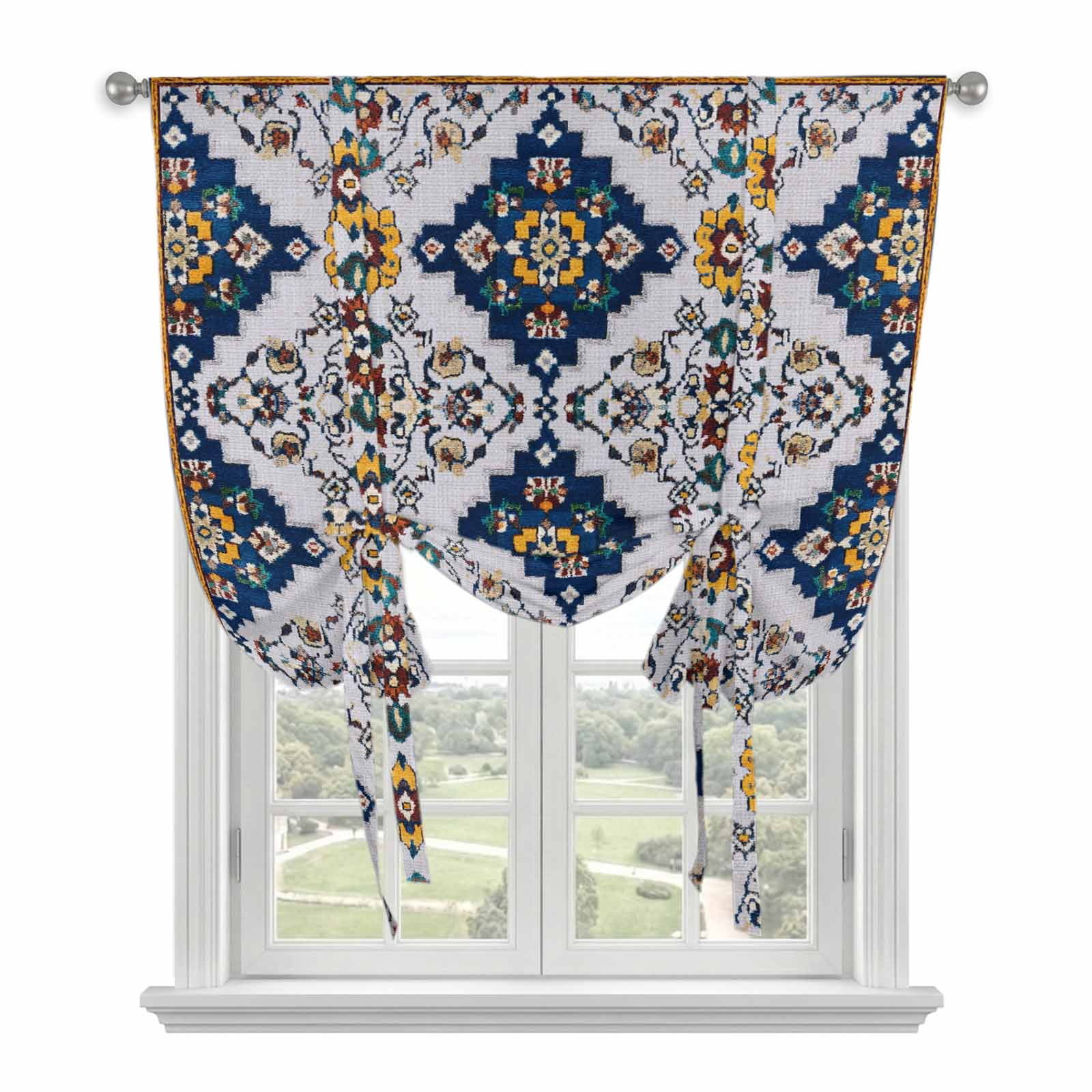 Bohemian Floral Tie Up Curtains, Vintage Boho Ethnic Tribal Flower Leaf ...