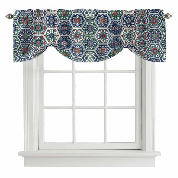 Bohemian Floral Tie Up Valance Curtains Boho Tribal Ethnic Abstract ...