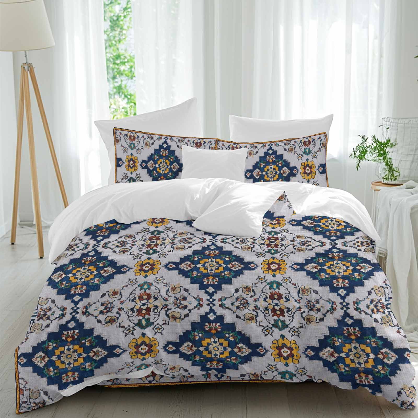 Bohemian Floral Twin Duvet Cover Set, Vintage Boho Ethnic Tribal Flower ...