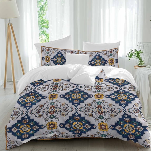 Bohemian Floral Twin Duvet Cover Set, Vintage Boho Ethnic Tribal Flower ...