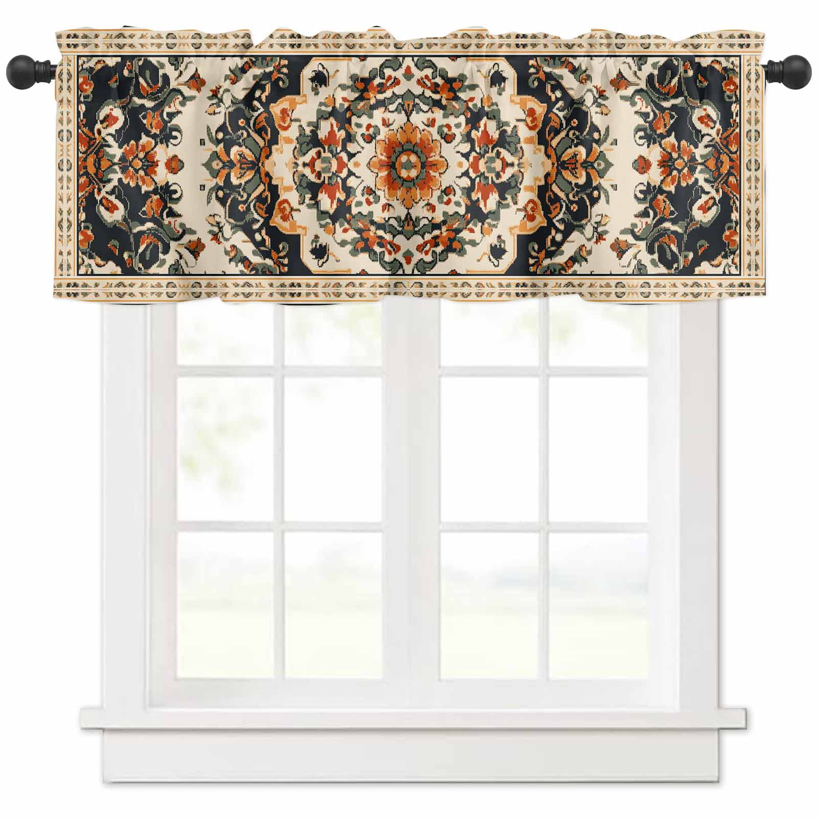 Bohemian Floral Valances for Windows Farmhouse Kitchen Curtains ...