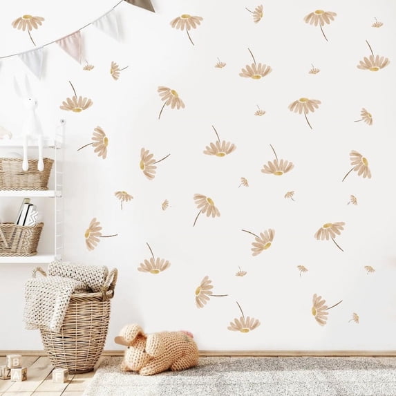 Bohemian Floral Wallpaper Mural | Hand-Painted Retro Flower Peel ...