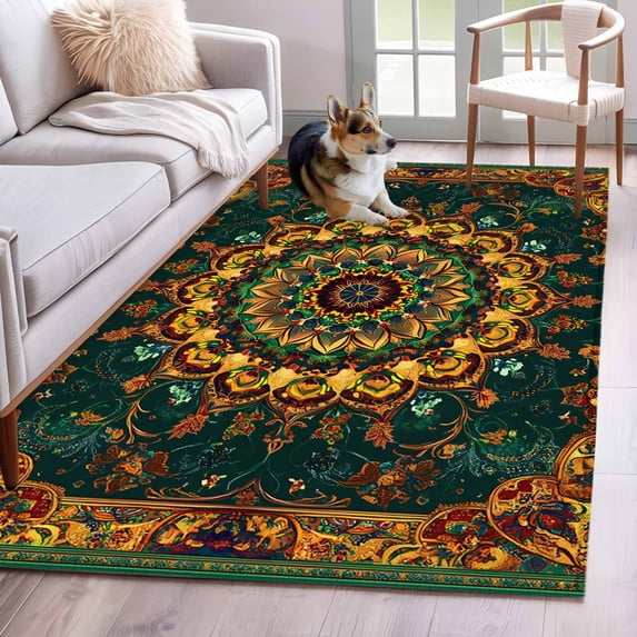 Bohemian Flower Area Rug 3x5 FT, Non Slip Entryway Bedside Carpet ...