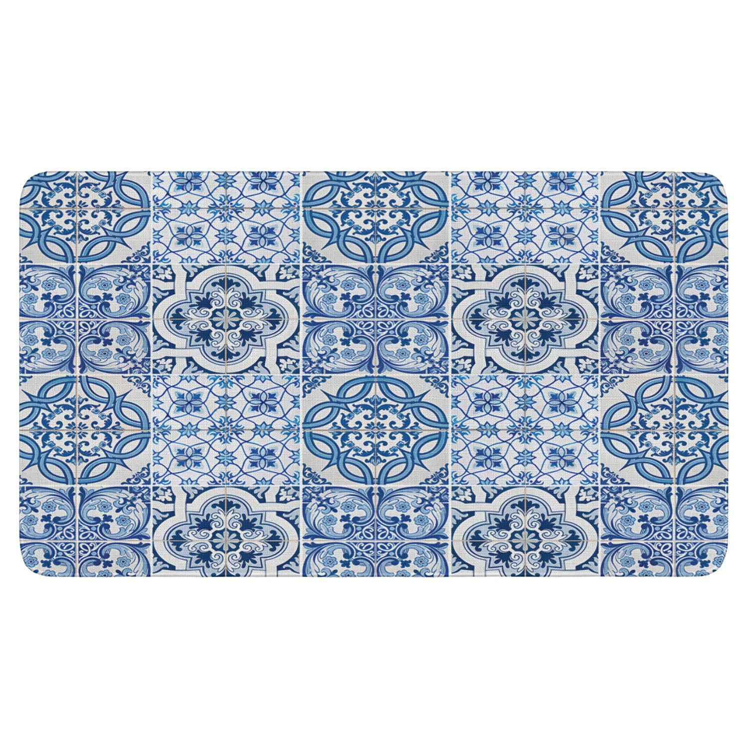 Bohemian Flower Blue Door Mat Welcome Door Mat for Front Door, Home ...