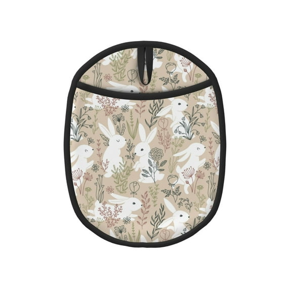 Bohemian Flower Cute Rabbit White Pot Holders for Kitchen - Heat ...
