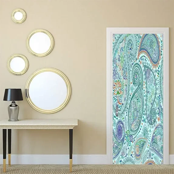 Bohemian Flower Door Sticker Retro Ethnic Style Decal Removable Boho ...