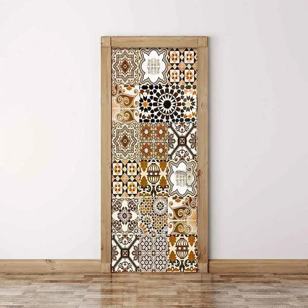 Bohemian Flower Door Sticker Retro Ethnic Style Decal Removable Boho ...