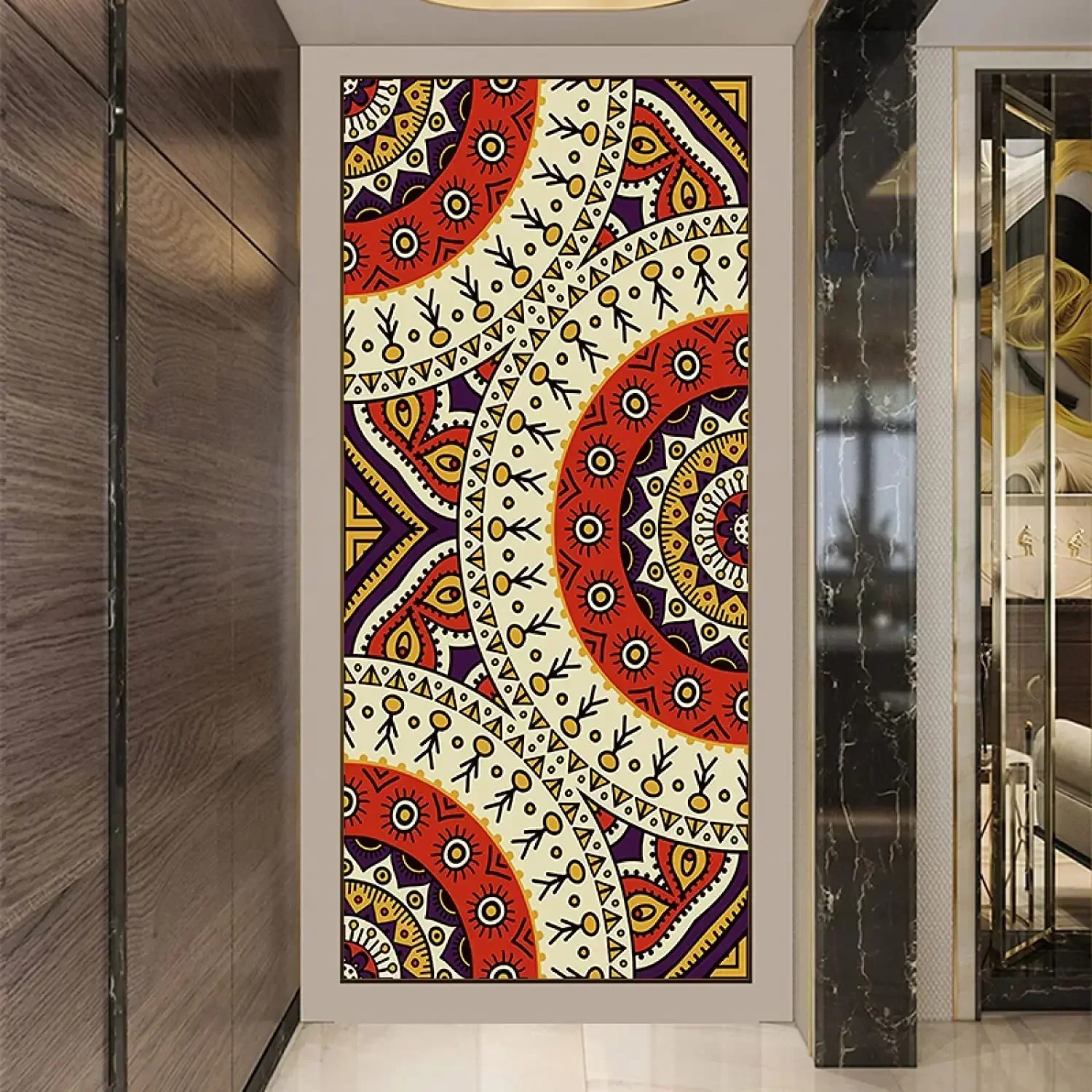 Bohemian Flower Door Sticker Retro Ethnic Style Decal Removable Boho ...
