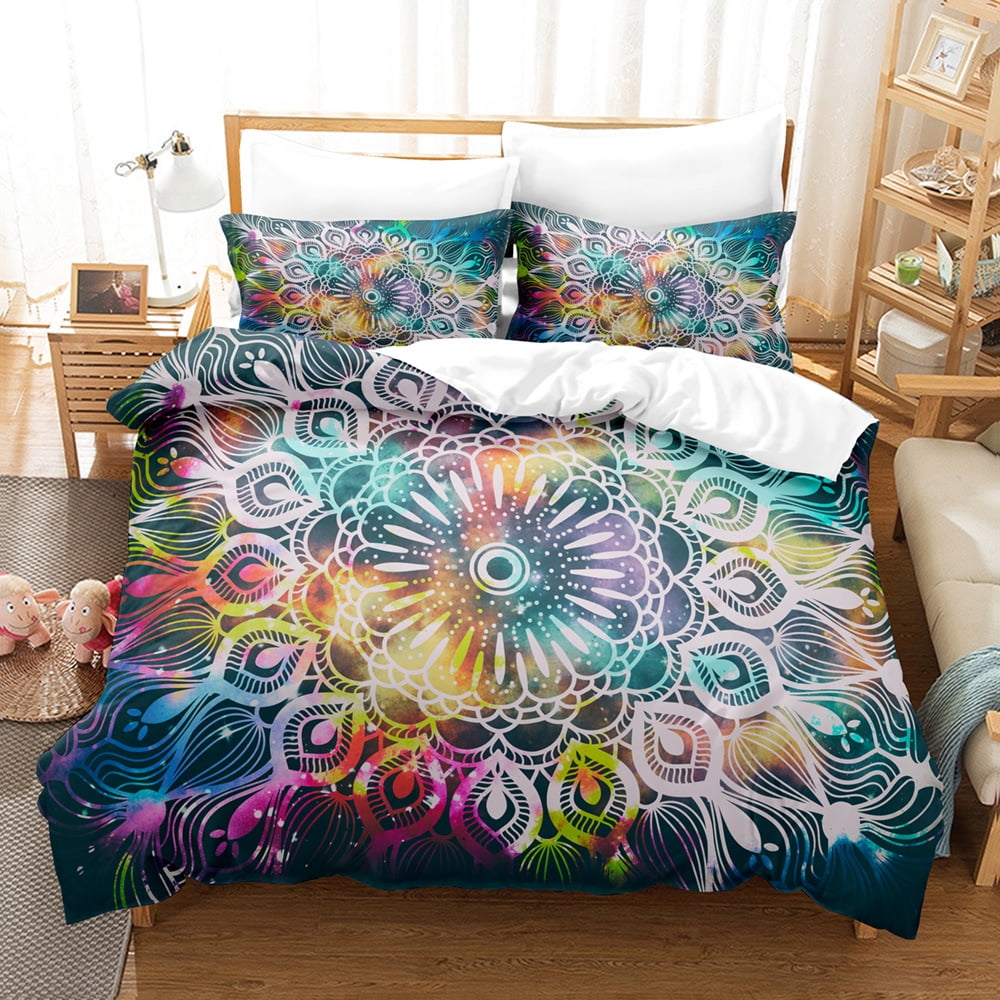 Bohemian Flower Duvet Cover Set Mandala Bedding Sets Soft Microfiber ...