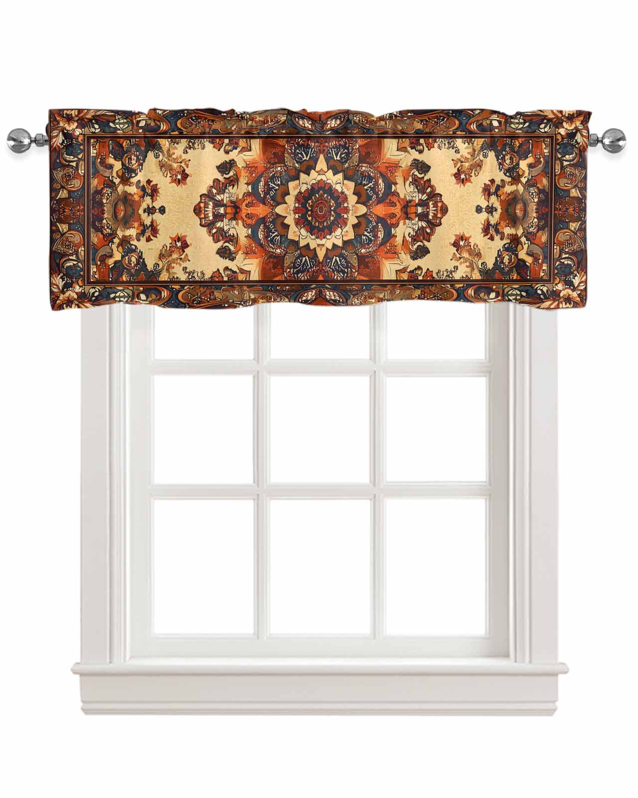 Bohemian Flower Kitchen Valances for Windows Farmhouse Linen Window ...