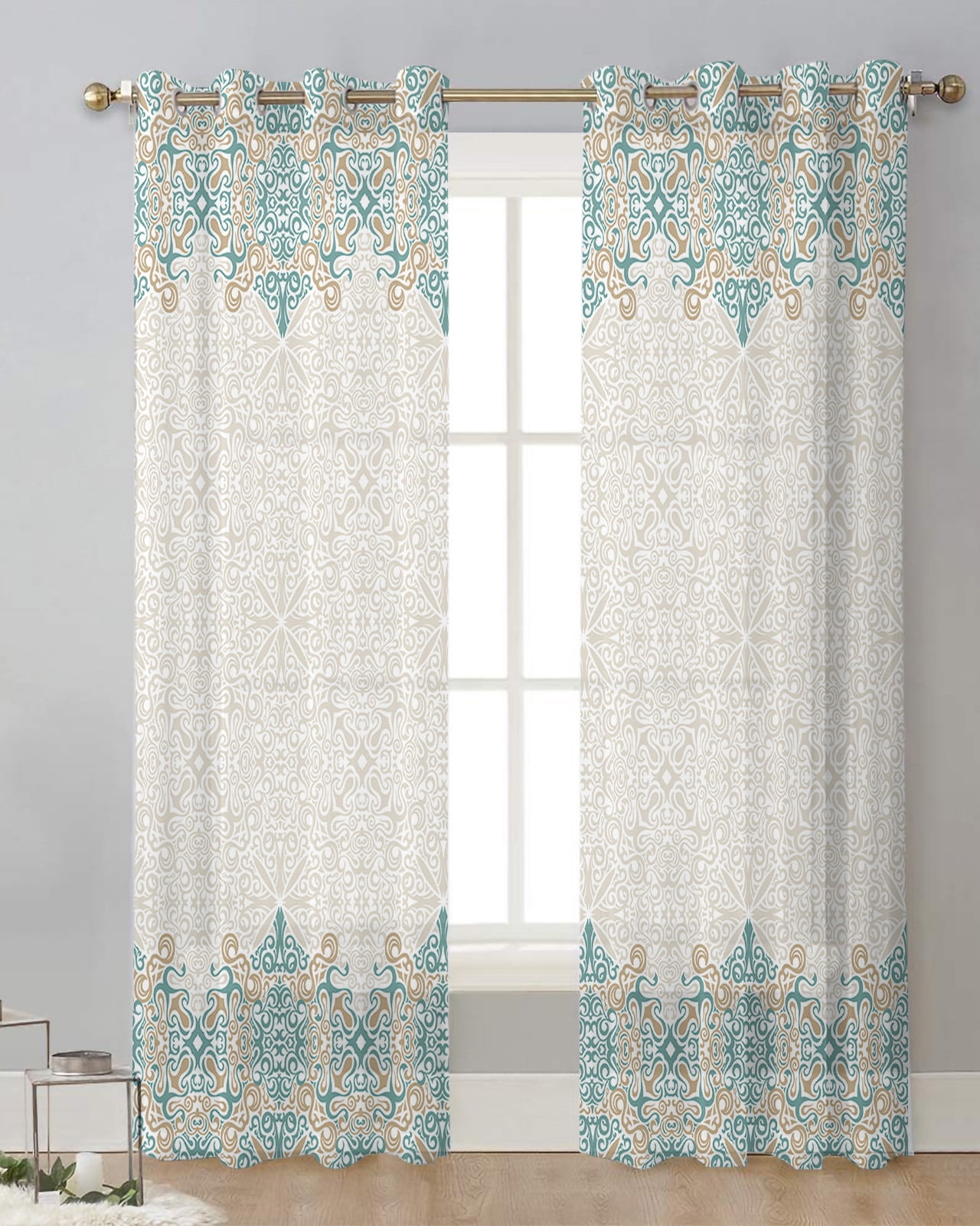 Bohemian Flower Mandala Retro Ethnic Tulle Living Room ration ...