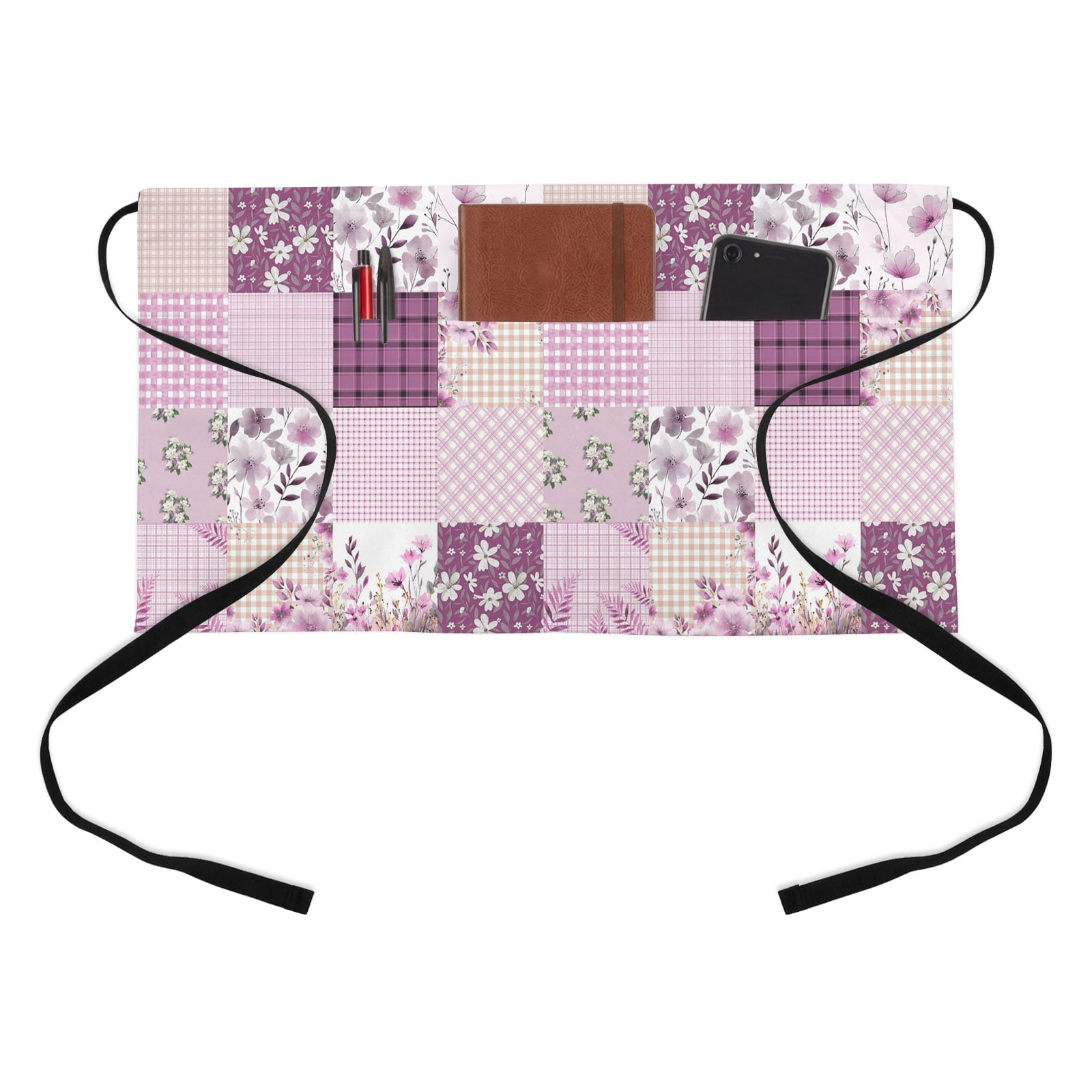 Bohemian Flower Patchwork Kitchen Restaurant Half Waist Apron, Spring ...