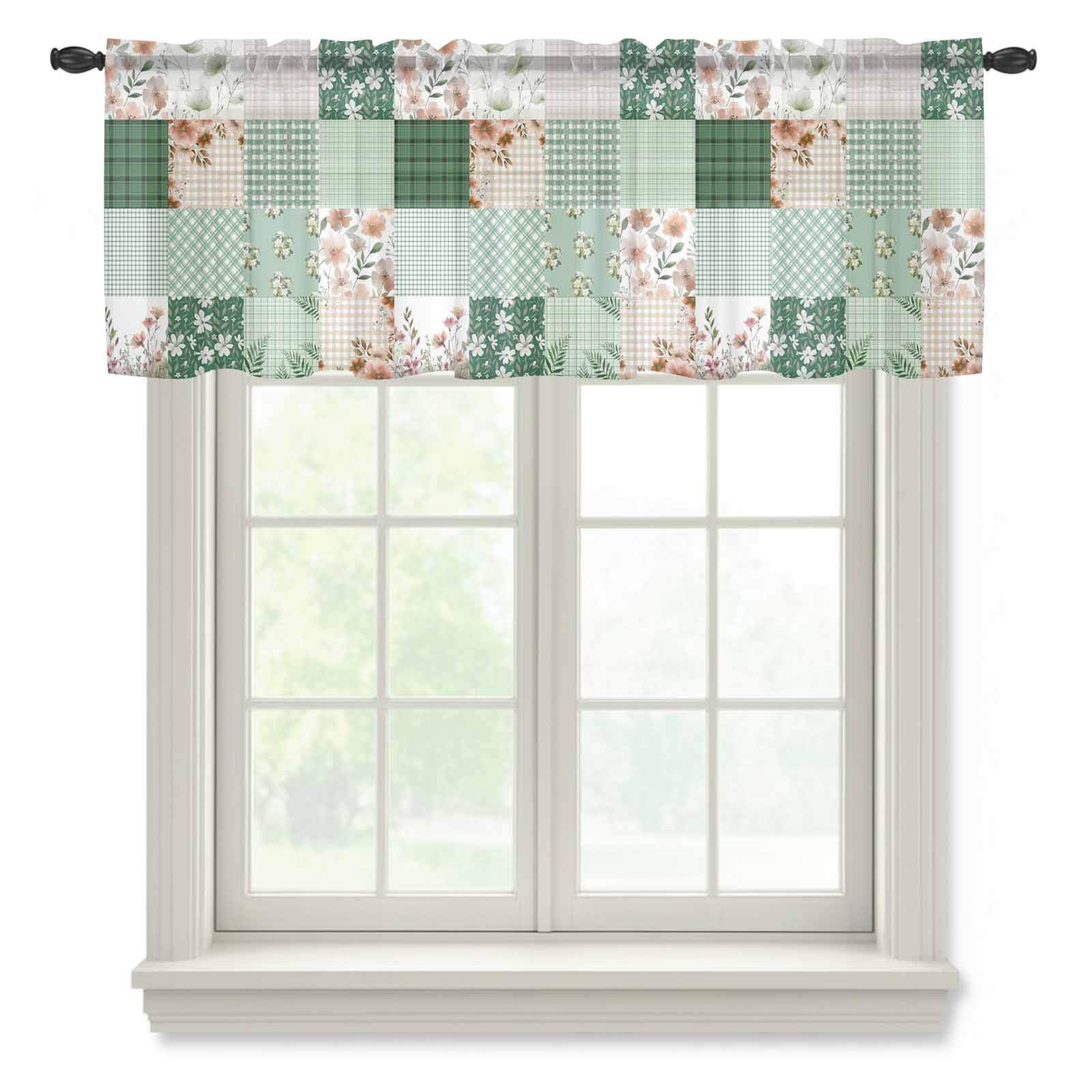 Bohemian Flower Patchwork Semi Sheer Valance Curtains Spring Vintage ...