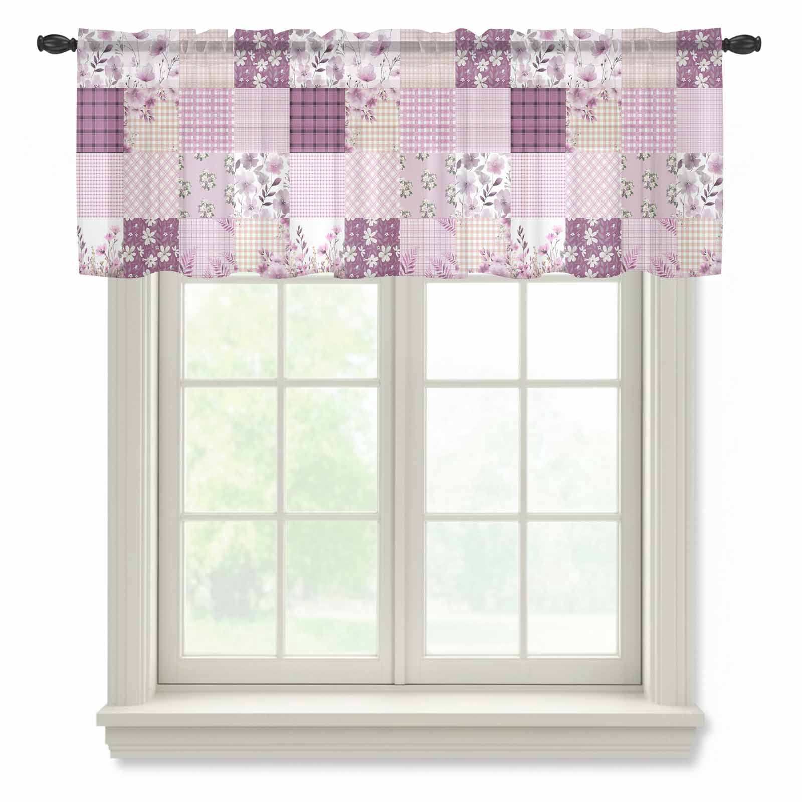 Bohemian Flower Patchwork Semi Sheer Valance Curtains Spring Vintage ...