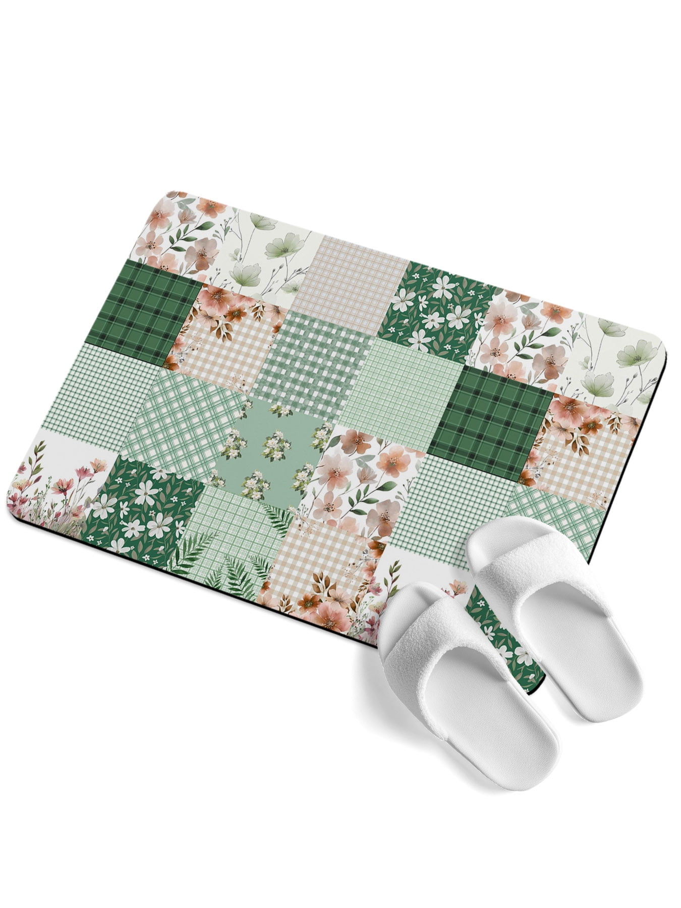Bohemian Flower Patchwork Soft Diatomaceous Earth Mat, Spring Vintage ...