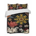 Bohemian Flower Quilts Bedding Set King Size Retro Yellow Red Beige ...