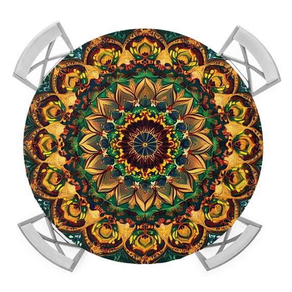 Bohemian Flower Round Tablecloth for 45-54 Inch Tables,Fitted Table ...
