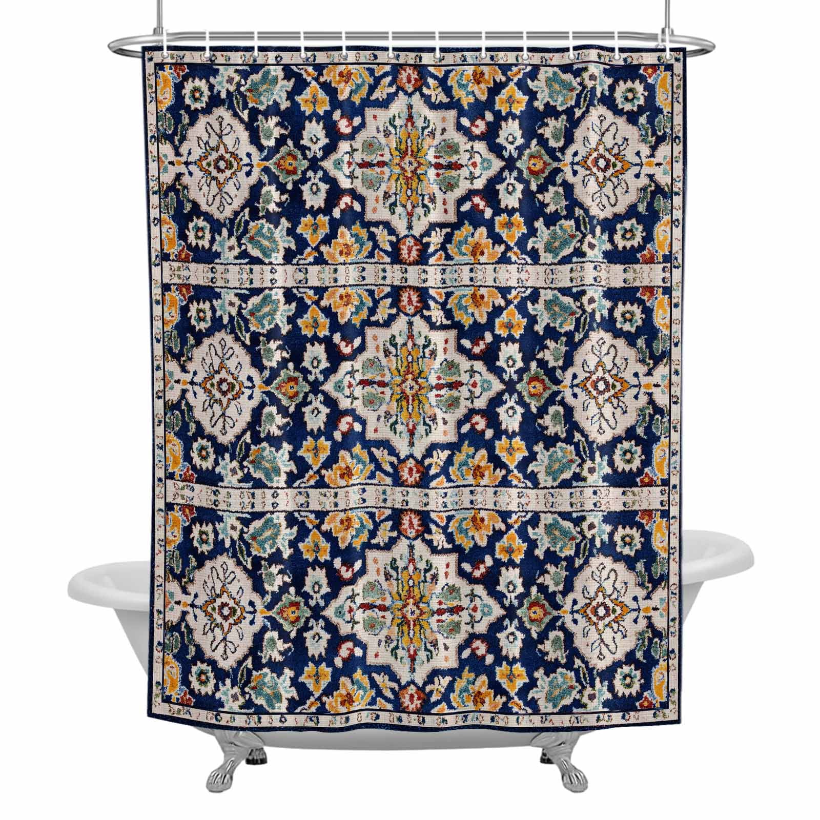 Bohemian Flower Shower Curtain for Bathroom, Vintage Boho Ethnic Tribal ...
