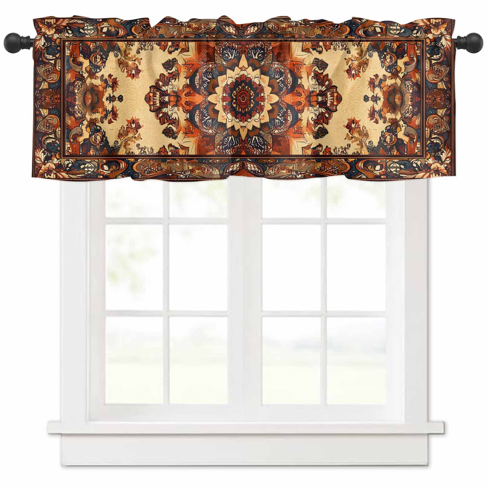 Bohemian Flower Valances for Windows Farmhouse Kitchen Curtains ...