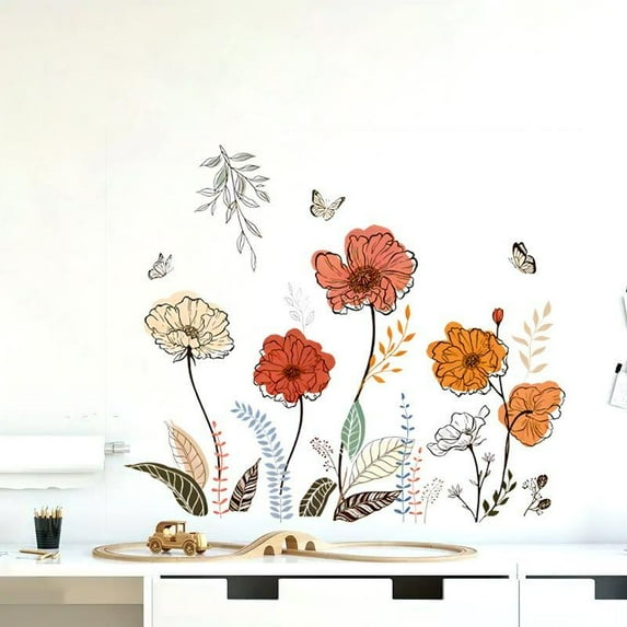 Bohemian Flower Wall Sticker Flowers Stick-on Wall Art Decals For ...