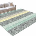 Bohemian Flowers Area Rug, Retro Ethnic Abstract Color Stripe Non-Slip ...