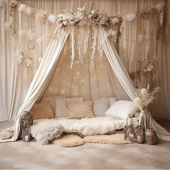 Bohemian Flowers Camp Tent Girls Birthday Party Cake Smash Portrait r ...