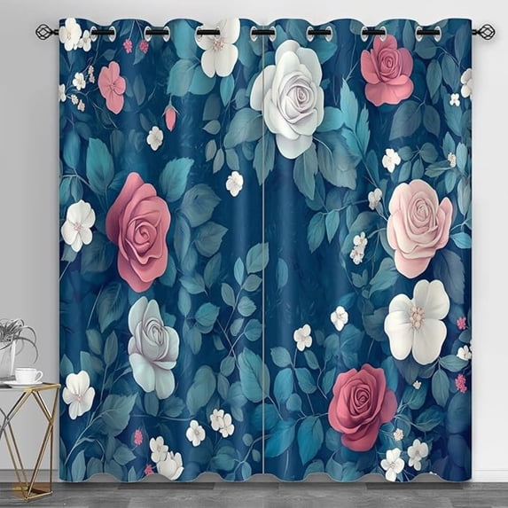 Bohemian Flowers Curtains For Bedroom, Retro Floral 3D Printed Drapes ...