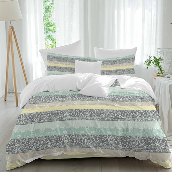 Bohemian Flowers Duvet Cover Set Full Size, Retro Ethnic Abstract Color ...