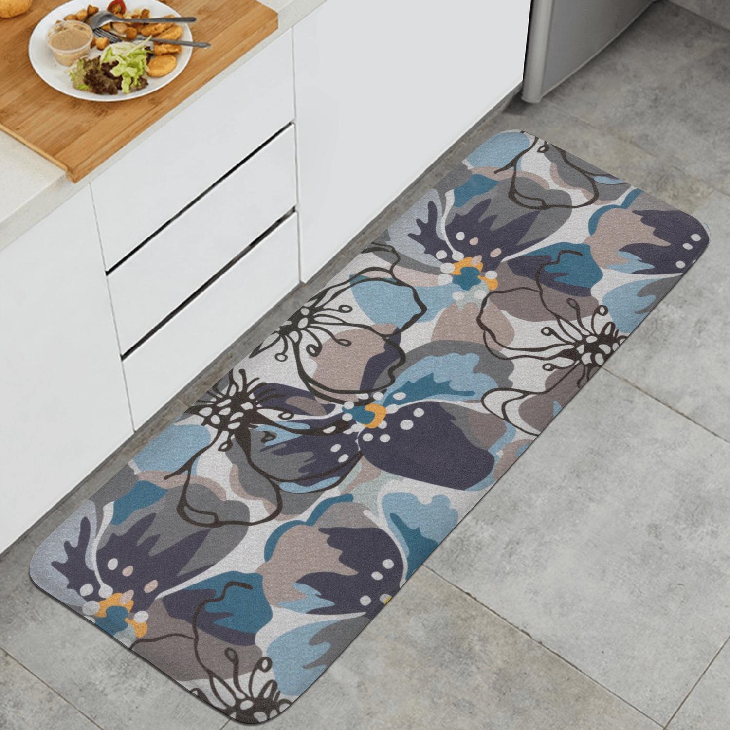 Bohemian Flowers Flannel Kitchen Mats for Floor, Kitchen Rugs Mats with ...