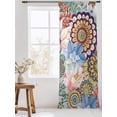 Bohemian Flowers Sheer Curtains 84 Inch Long 1 Panel Vintage Colorful ...