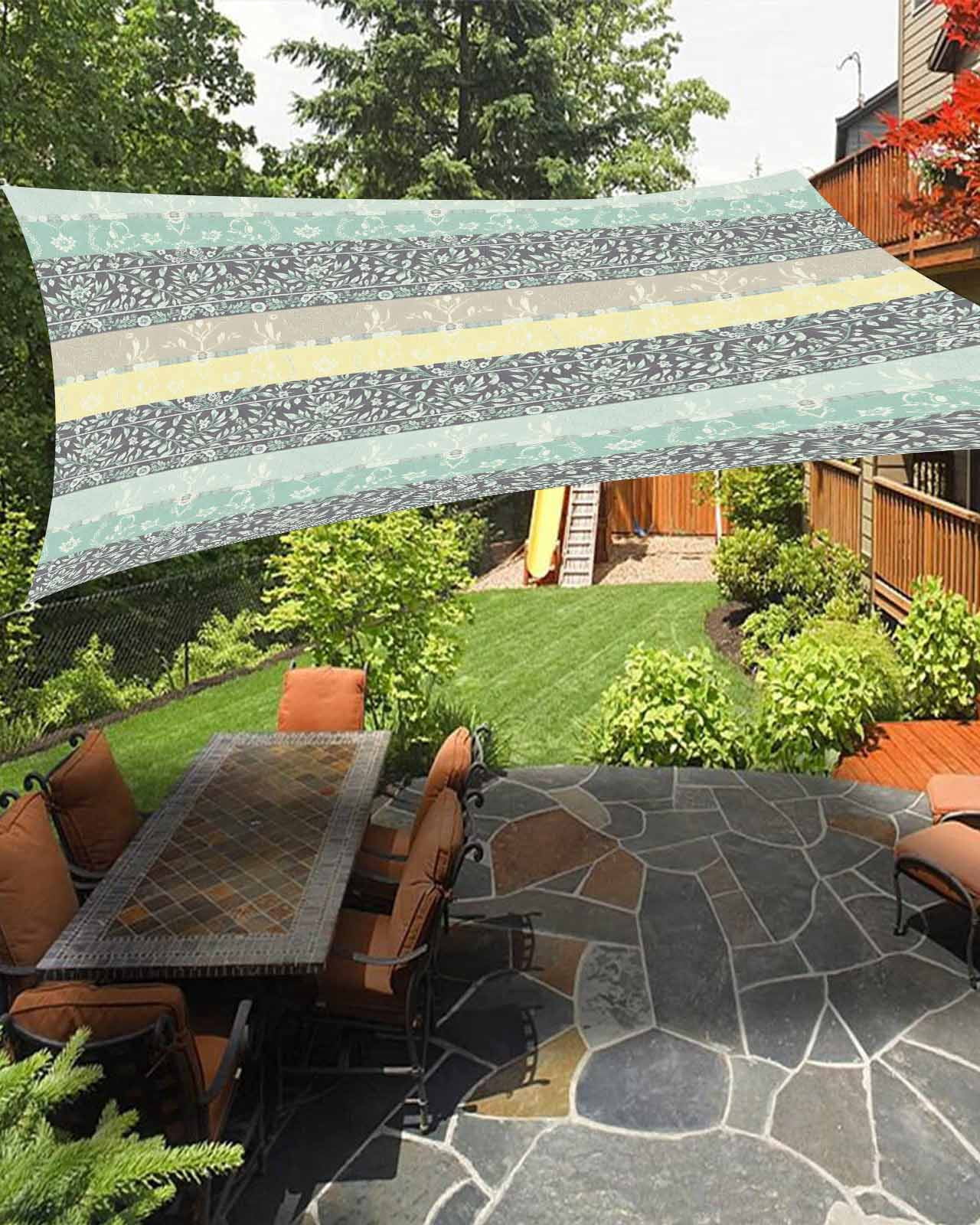 Bohemian Flowers Sun Shade Sail 12'X16' Retro Ethnic Abstract Color ...