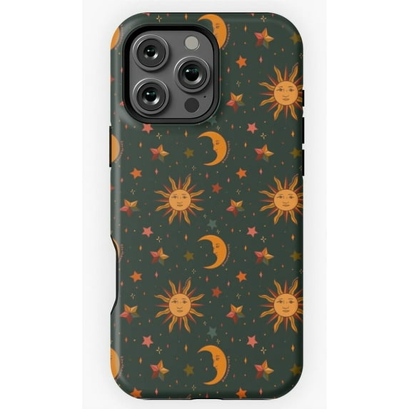 Bohemian Folk Art Celestial Moon Star iPhone 11–16 Pro Max Compatible ...