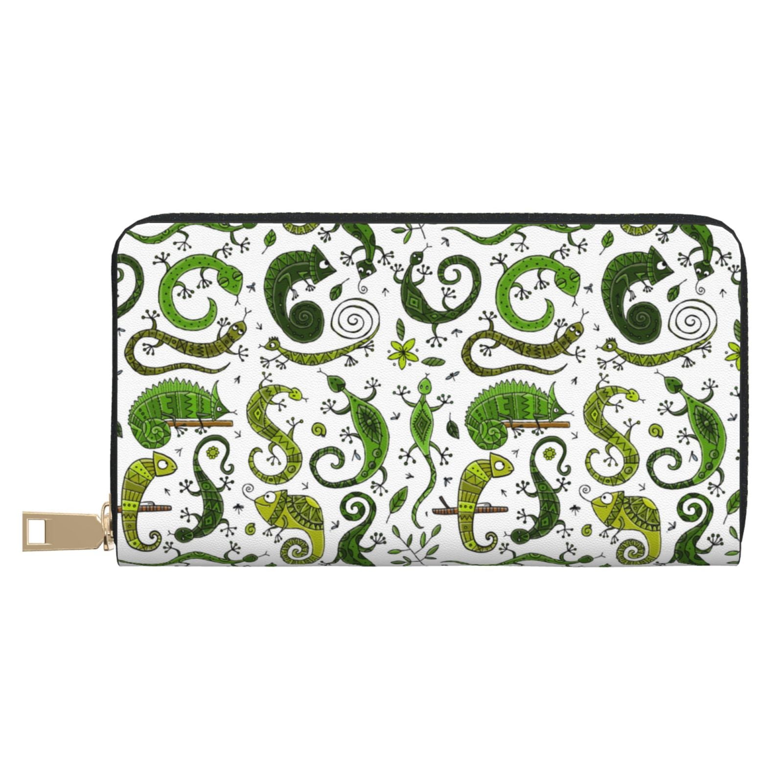Bohemian Gecko Lizard Green Wallet Women, Leather Bifold Multi Card ...