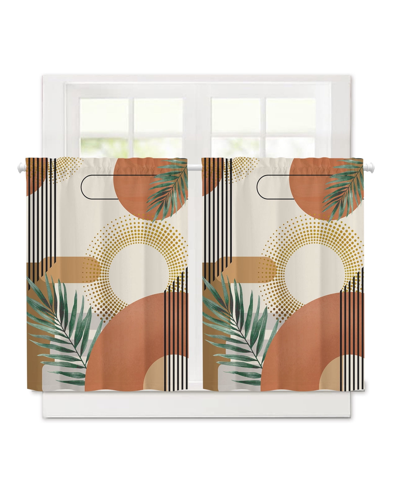 Bohemian Geometric Arch Leaf Short Blackout Curtains 36 Inch Long ...