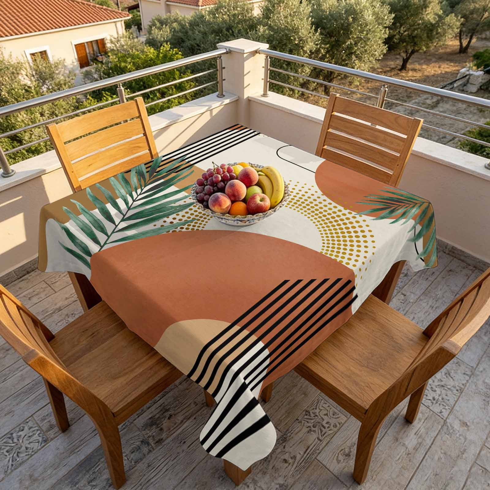 Bohemian Geometric Arch Leaf Table Cloth 60x60in, Waterproof Square ...