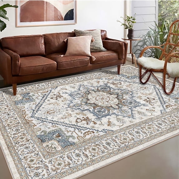 Bohemian Geometric Area Rug Non-Slip Washable Floor Mat Vintage Tribal ...