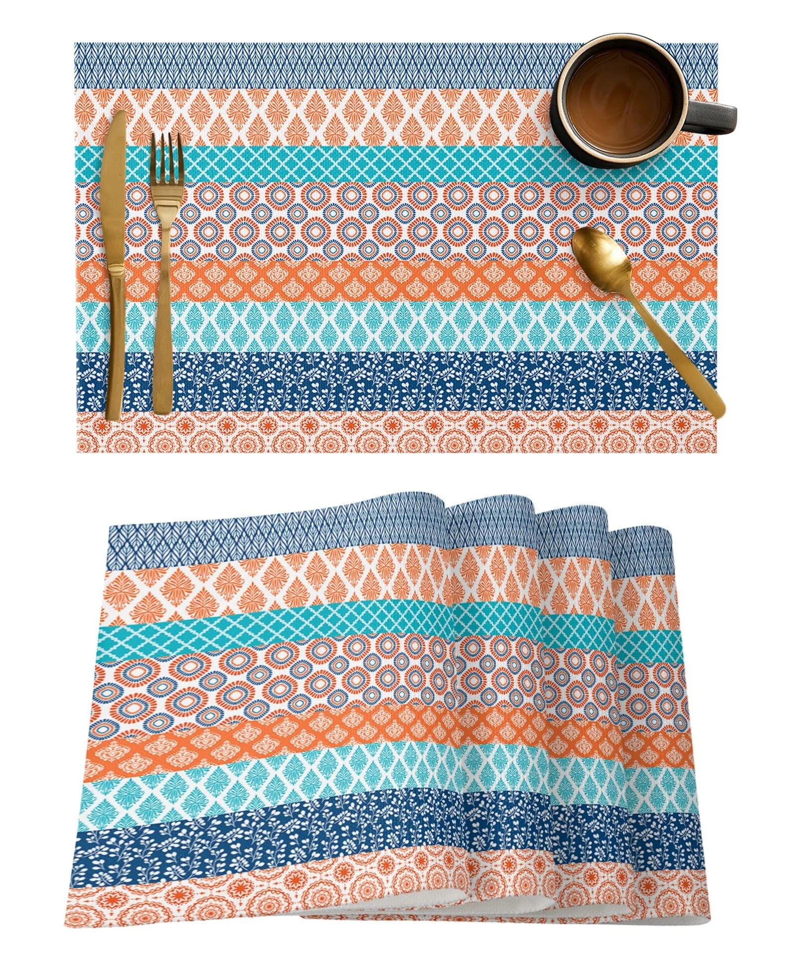 Bohemian Geometric Art Placemat for Dining Table Tableware Mats 4/6pcs ...
